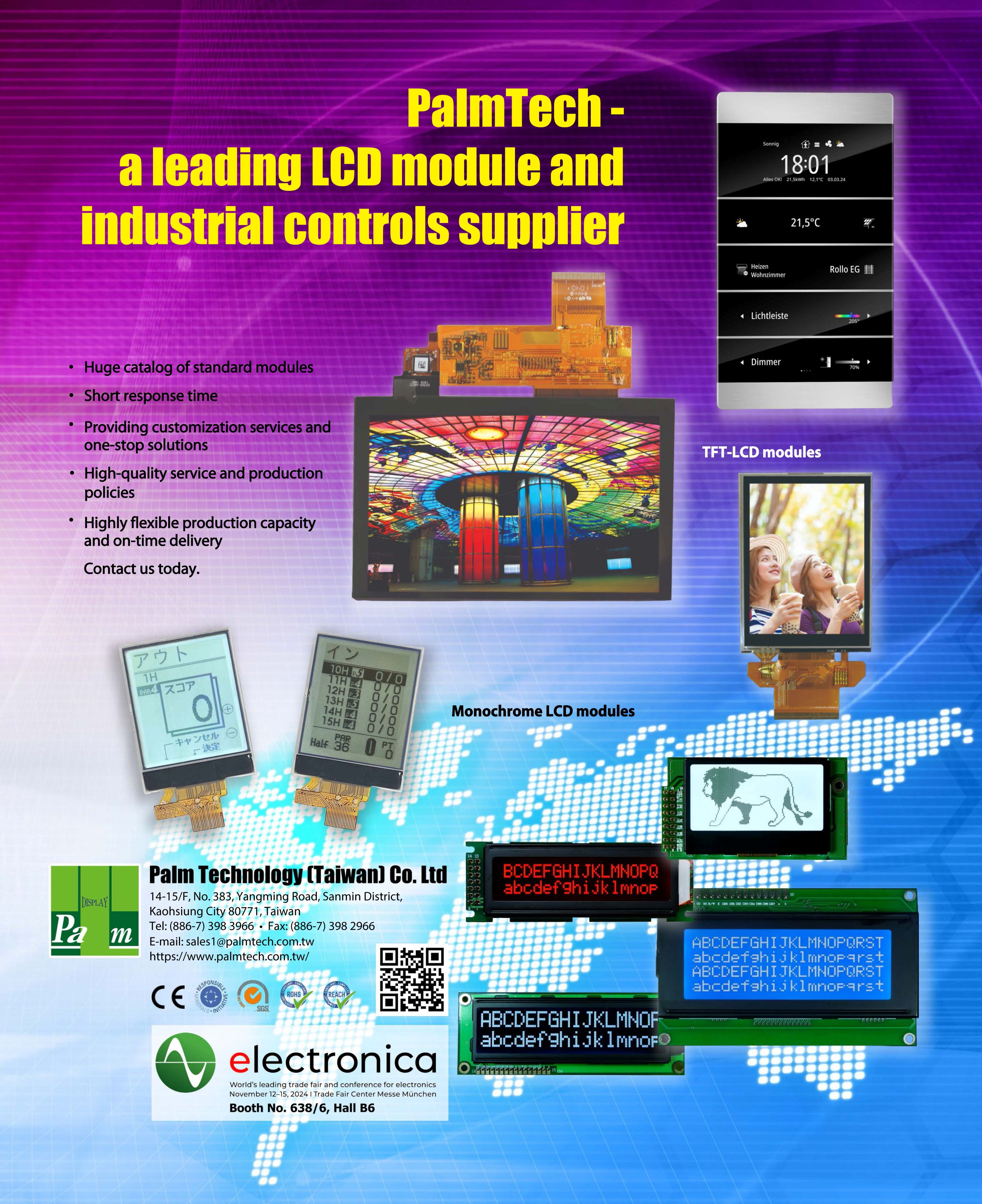 PalmTech - TFT LCD Module Company and Touch Panel Manufacturer